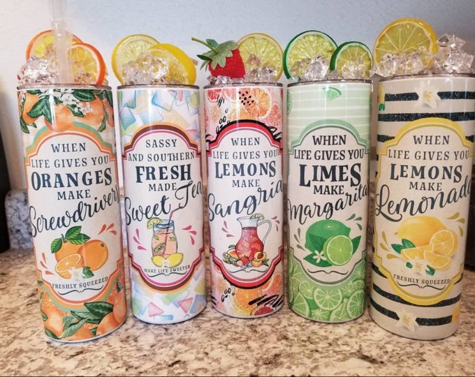 20 Oz Stainless Steel Tumbler Lemonade Add Vodka, Lime, Margarita ...