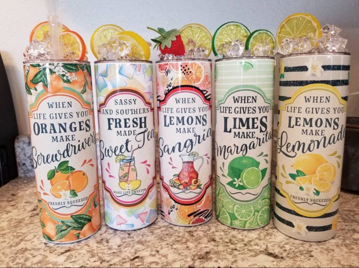 20 Oz Stainless Steel Tumbler - Lemonade Add Vodka, Lime, Margarita ...