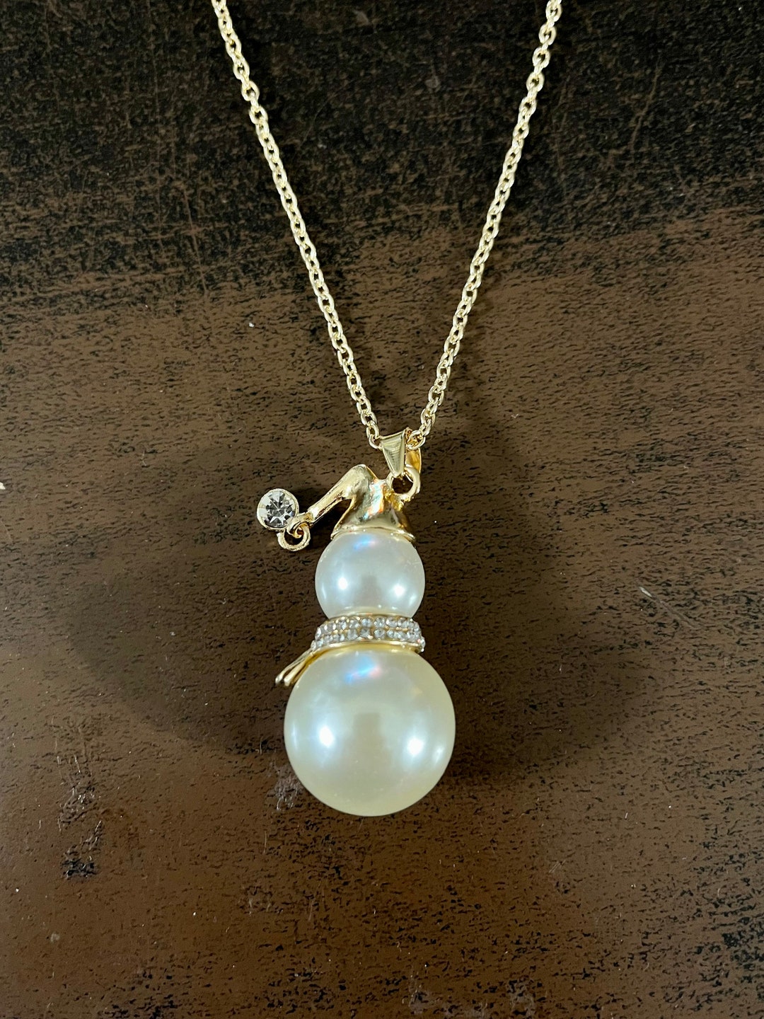 Golden Snowman Necklace - Etsy