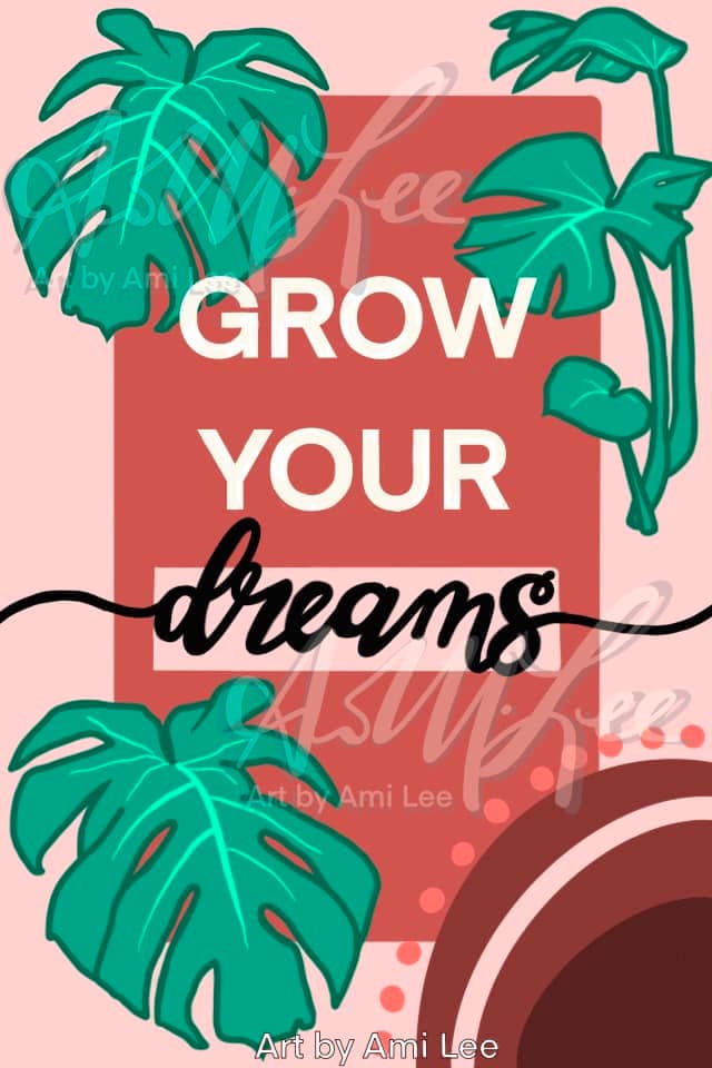 Grow Your Dreams Wallpaper - Monstera Leaf - Motivational Background ...