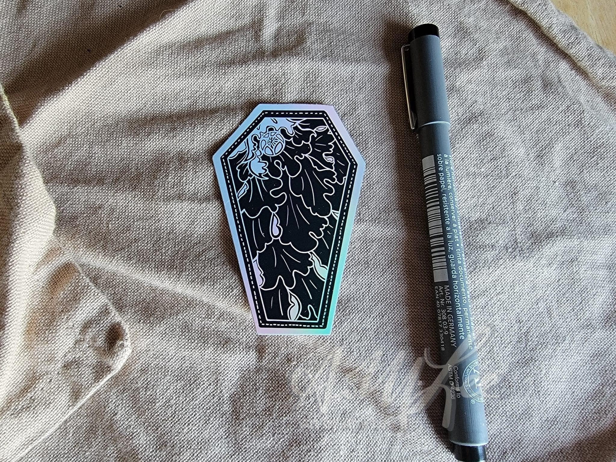 Holographic Peony Coffin Sticker - Etsy