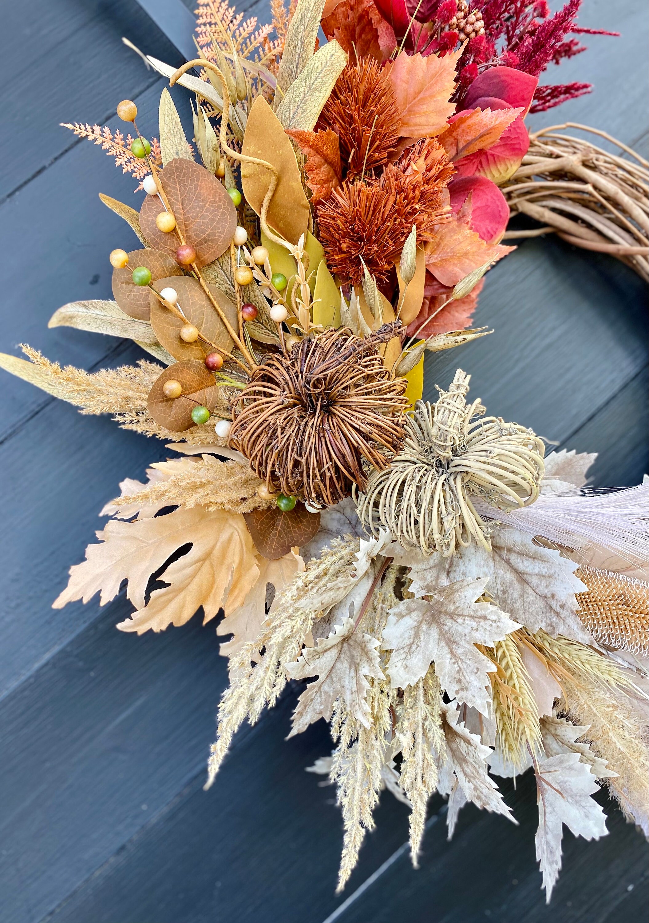 Earth Toned Fall Ombre Wreath Rustic Autumn Pampas Grass - Etsy