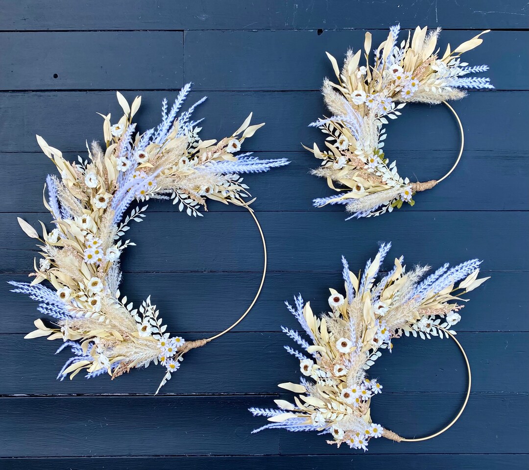 Hoop Wreath Set Boho Wall Decor, Summer Wreath Set With Gold Hoop ...