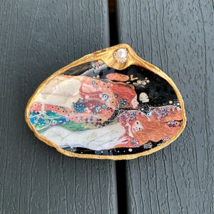 Water Serpents II, Gustav Klimt, Decoupage Seashell, Ring Dish, Coastal ...