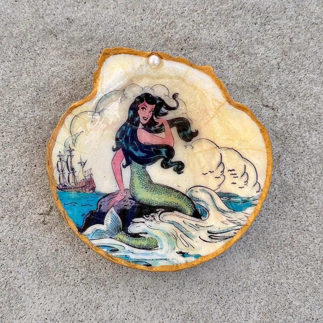 Vintage Mermaid, Seashell Decor, Mermaid Gift, Jewelry Dish, Ring Dish ...