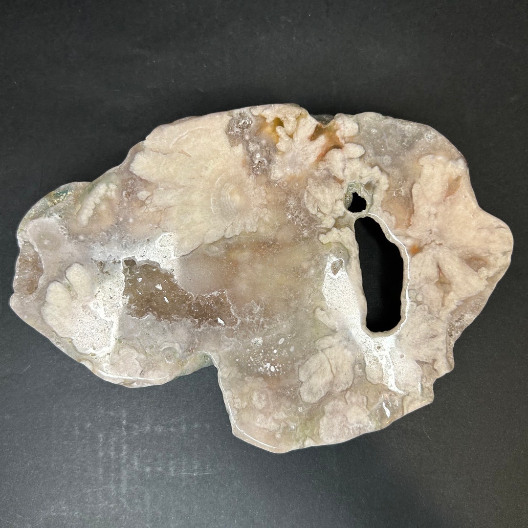 Flower Agate Slab Small Flower Agate Crystal Slice Half Polished Flower ...