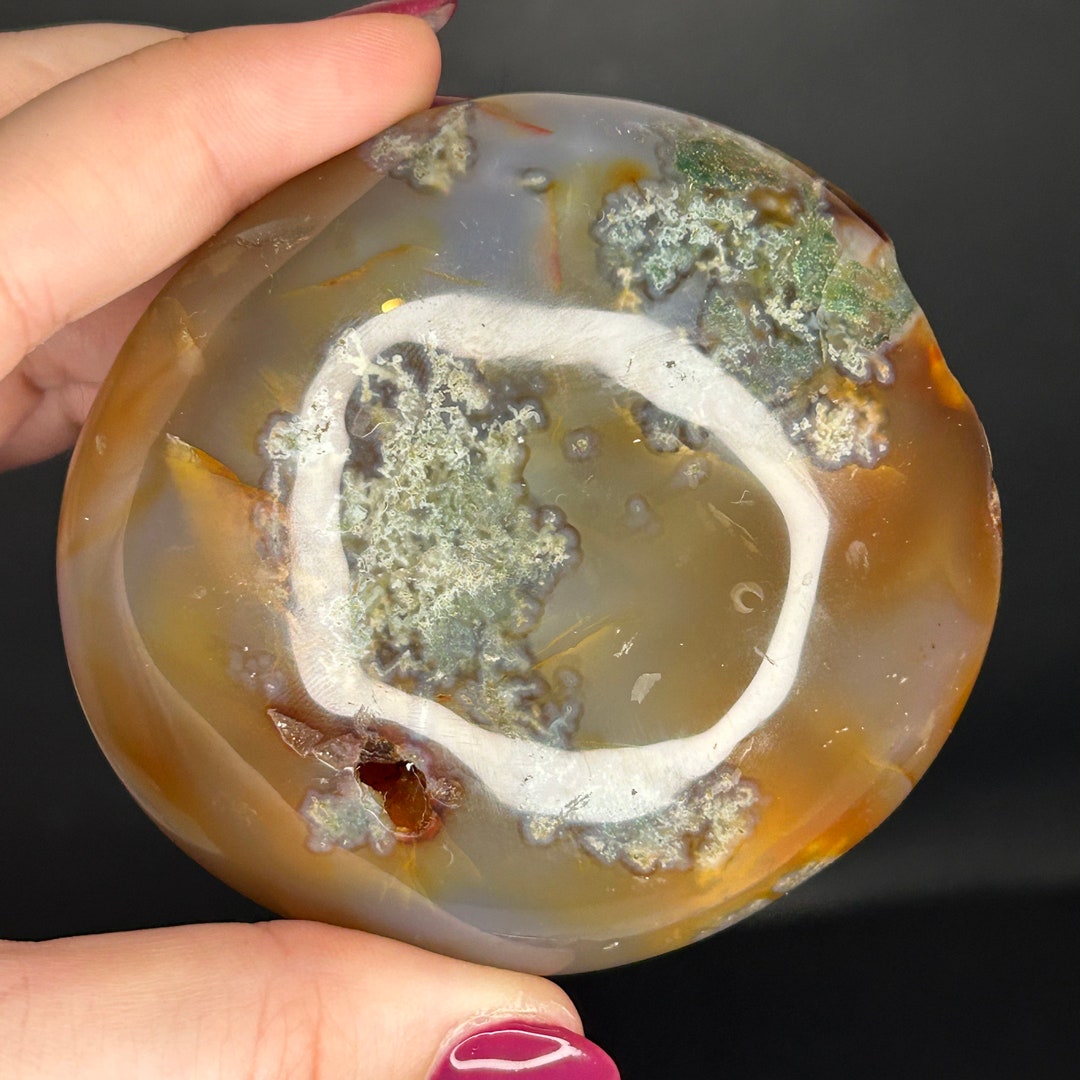 Agate Palm Stone | Mixed Agate Crystal Palmstone | Indian Moss Agate ...