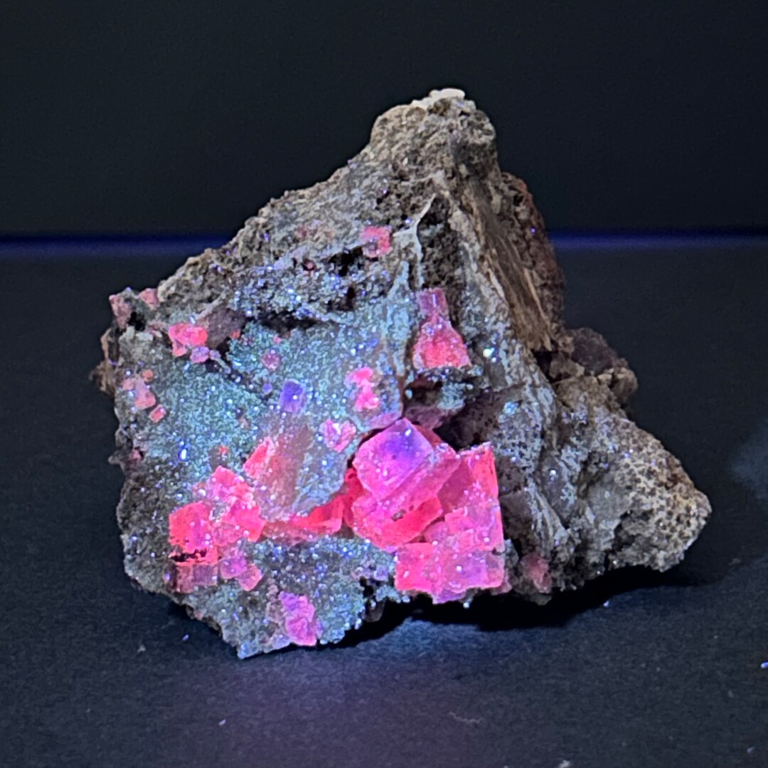 Red UV Fluorite Specimen | Purple to Red Fluorite in Matrix | Red ...