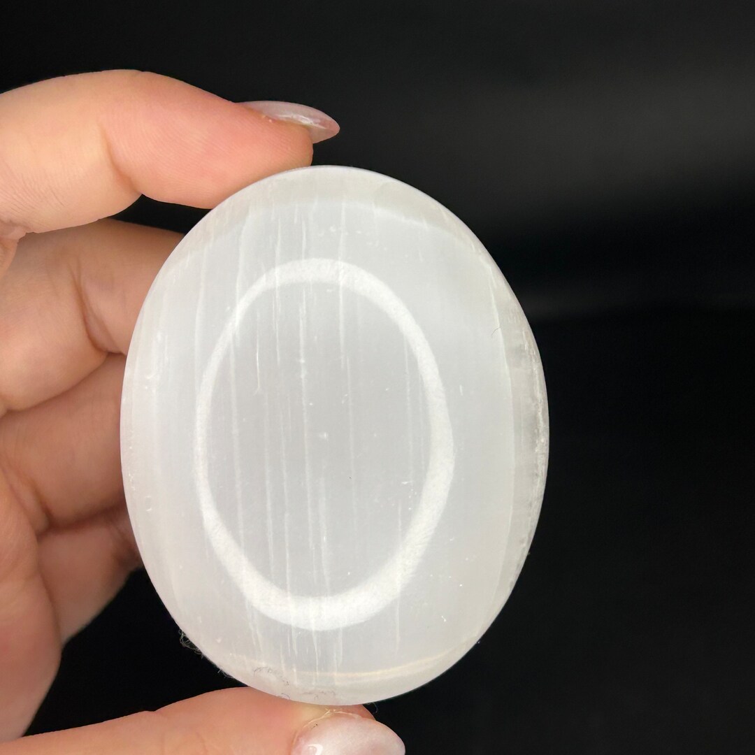 Satin Spar Selenite Palm Stone | Selenite Crystal Palmstone | Satin Spar Palm Carving - Etsy