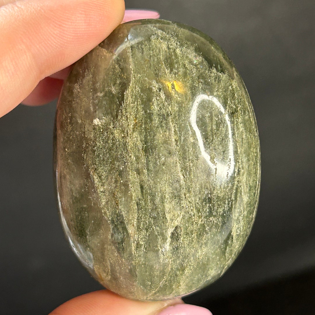 Green Hair Jasper Palm Stone Green Jasper Crystal Palmstone Green Hair ...