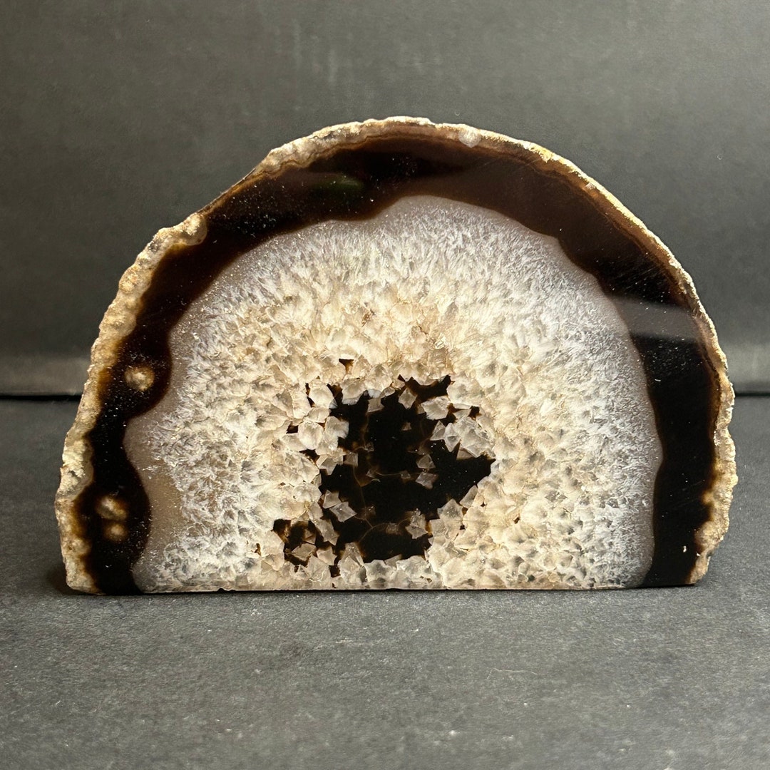 Black Agate Geode Freeform Natural Dye-free Black Quartzy Agate Geode ...