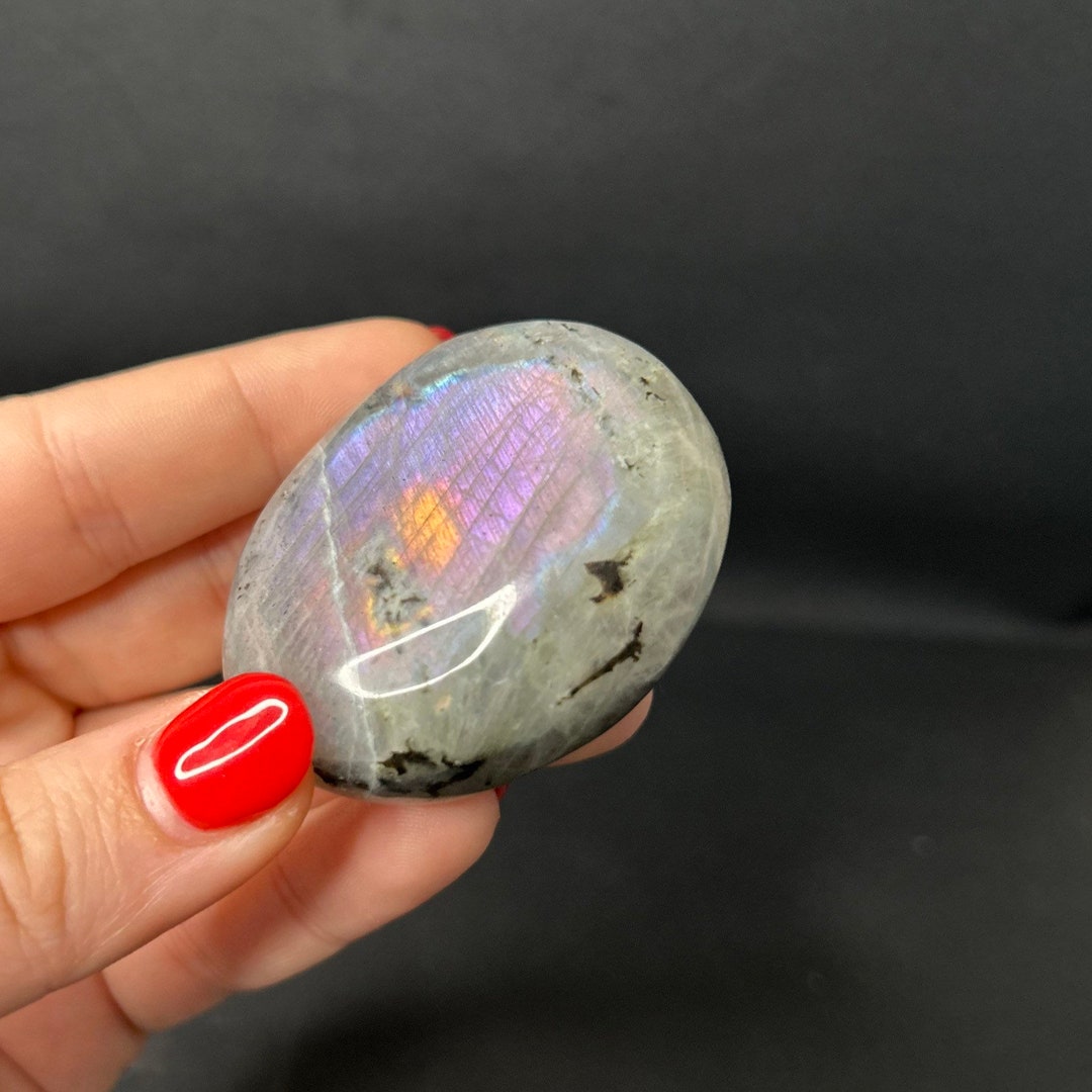 Purple Flash Labradorite Crystal Palm Stone Double Sided - Etsy