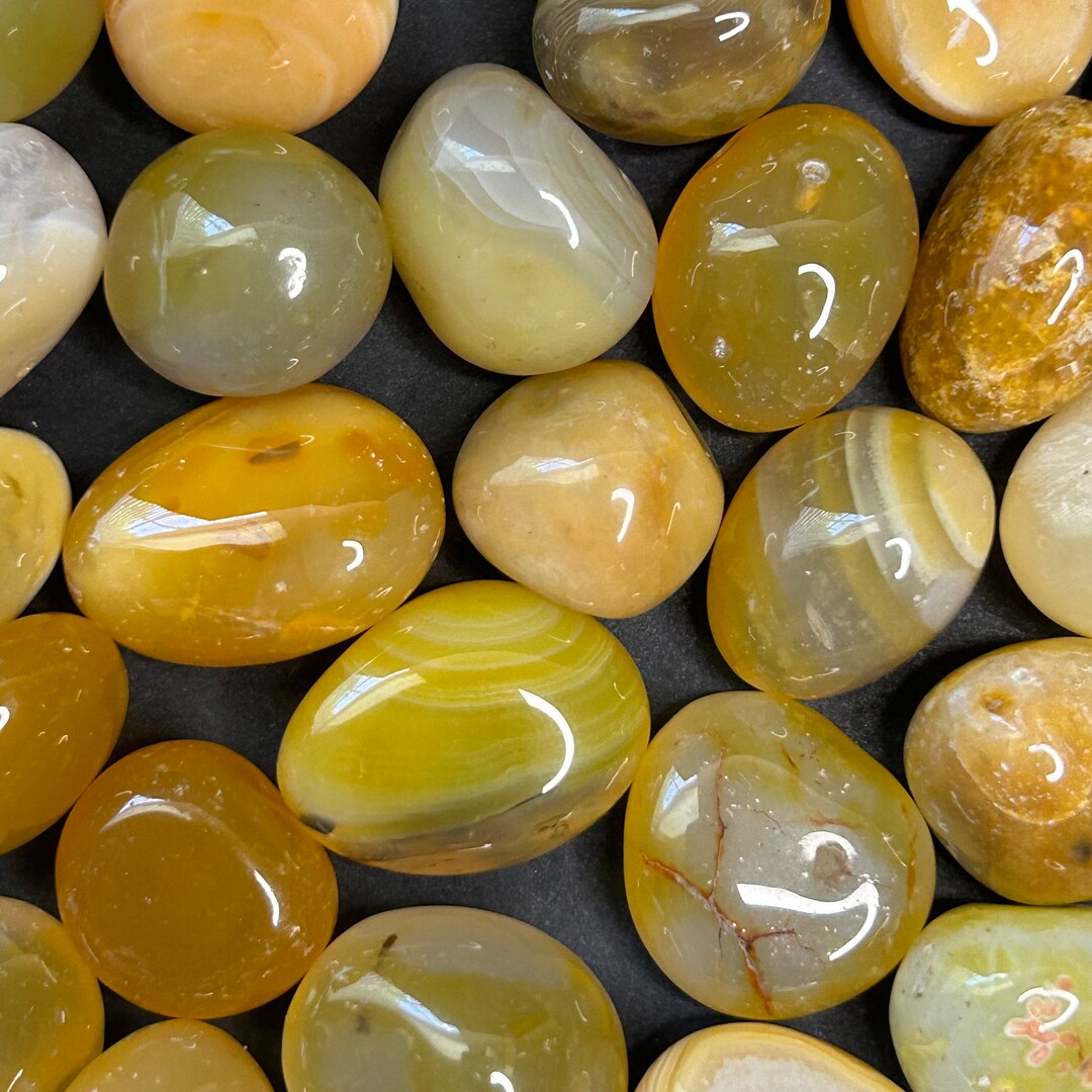 Agate Crystal Tumble | Small Yellow Agate Tumble | Yellow Crystal ...
