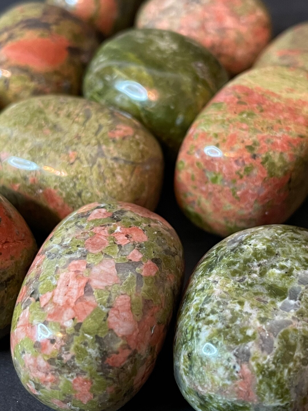 Unakite Crystal Tumble Large Green and Orange Unakite Tumbled Crystal ...