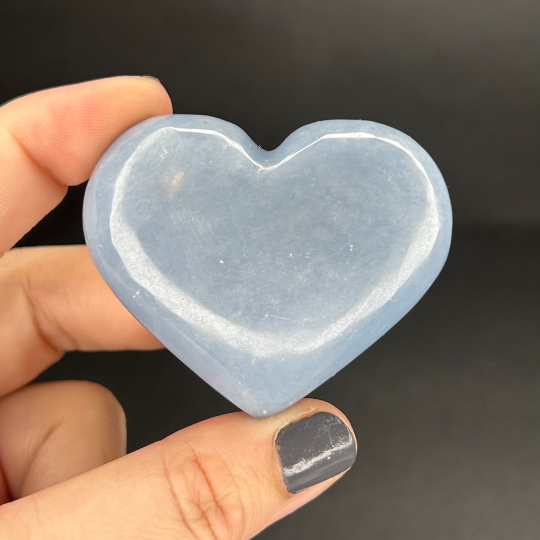 Angelite Crystal Heart Blue Anhydrite Crystal Carving From Peru ...
