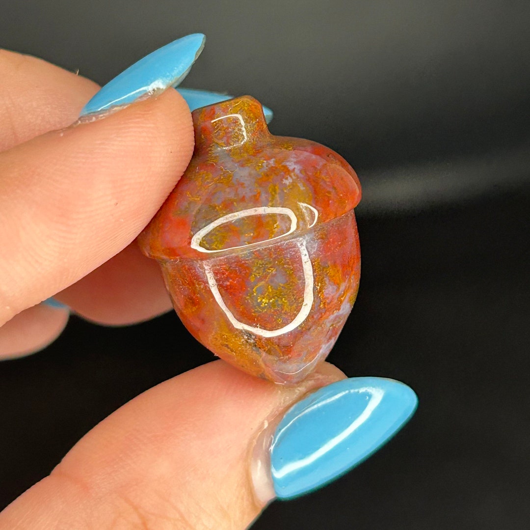 Crystal Acorn Carving Acorn Crystal Moss Agate Acorn Red - Etsy