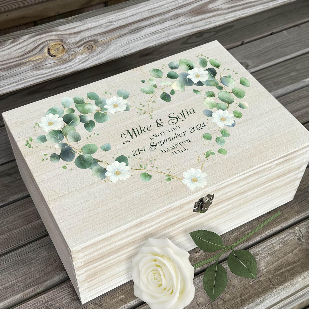 Personalized Wedding Keepsake Box - Custom Printed Wooden Memory Box ...