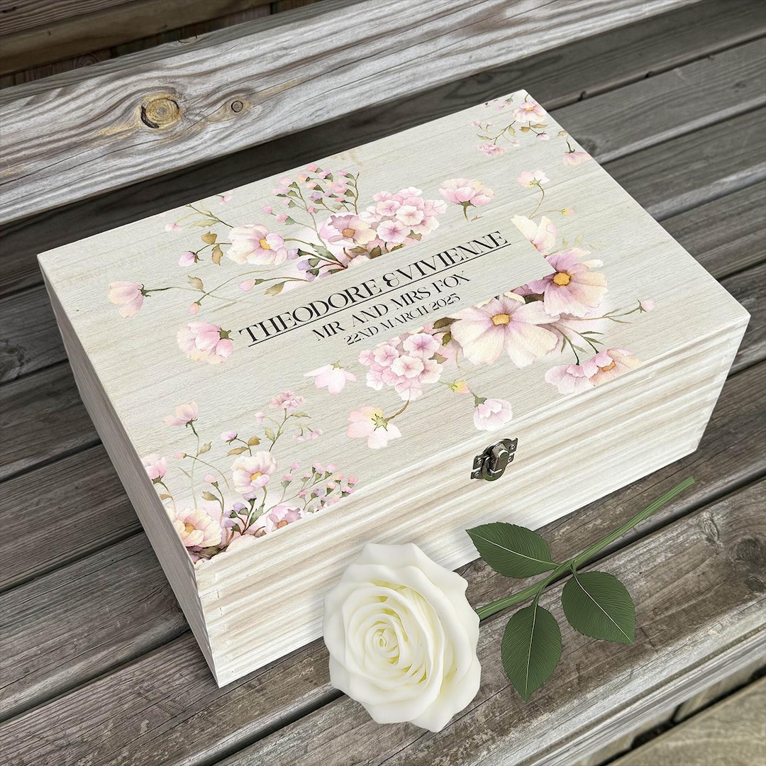 Personalized Wedding Keepsake Box - Custom Printed Wooden Memory Box ...