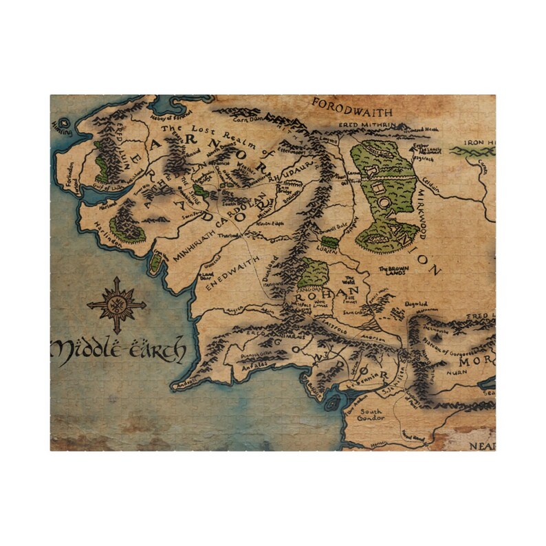 Middle Earth Map Puzzle 520 Pieces LOTR Gandalf Fantasy Bilbo Frodo ...
