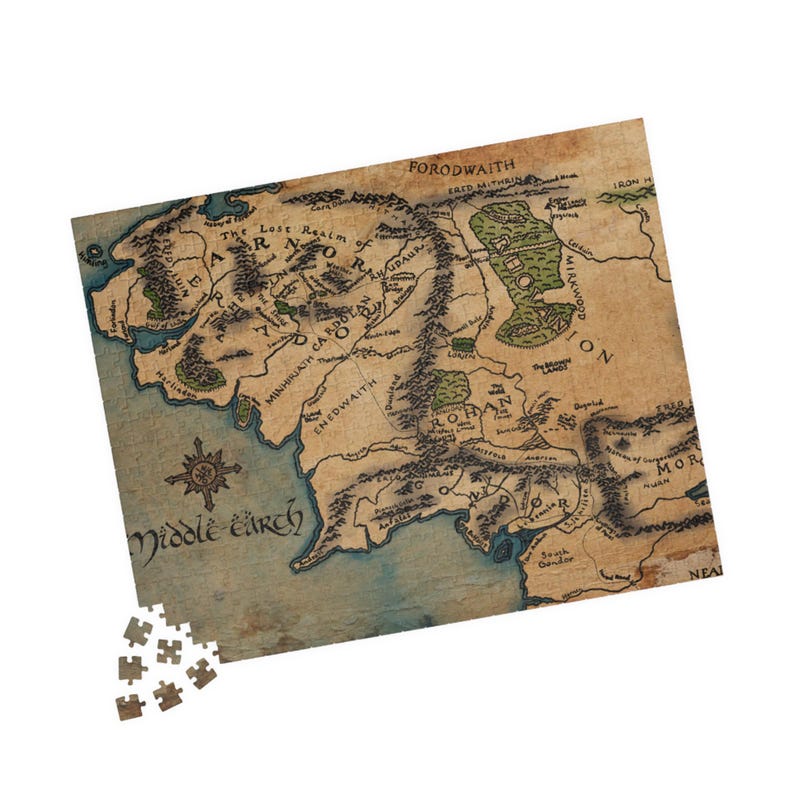 Middle Earth Map Puzzle 520 Pieces LOTR Gandalf Fantasy Bilbo Frodo ...
