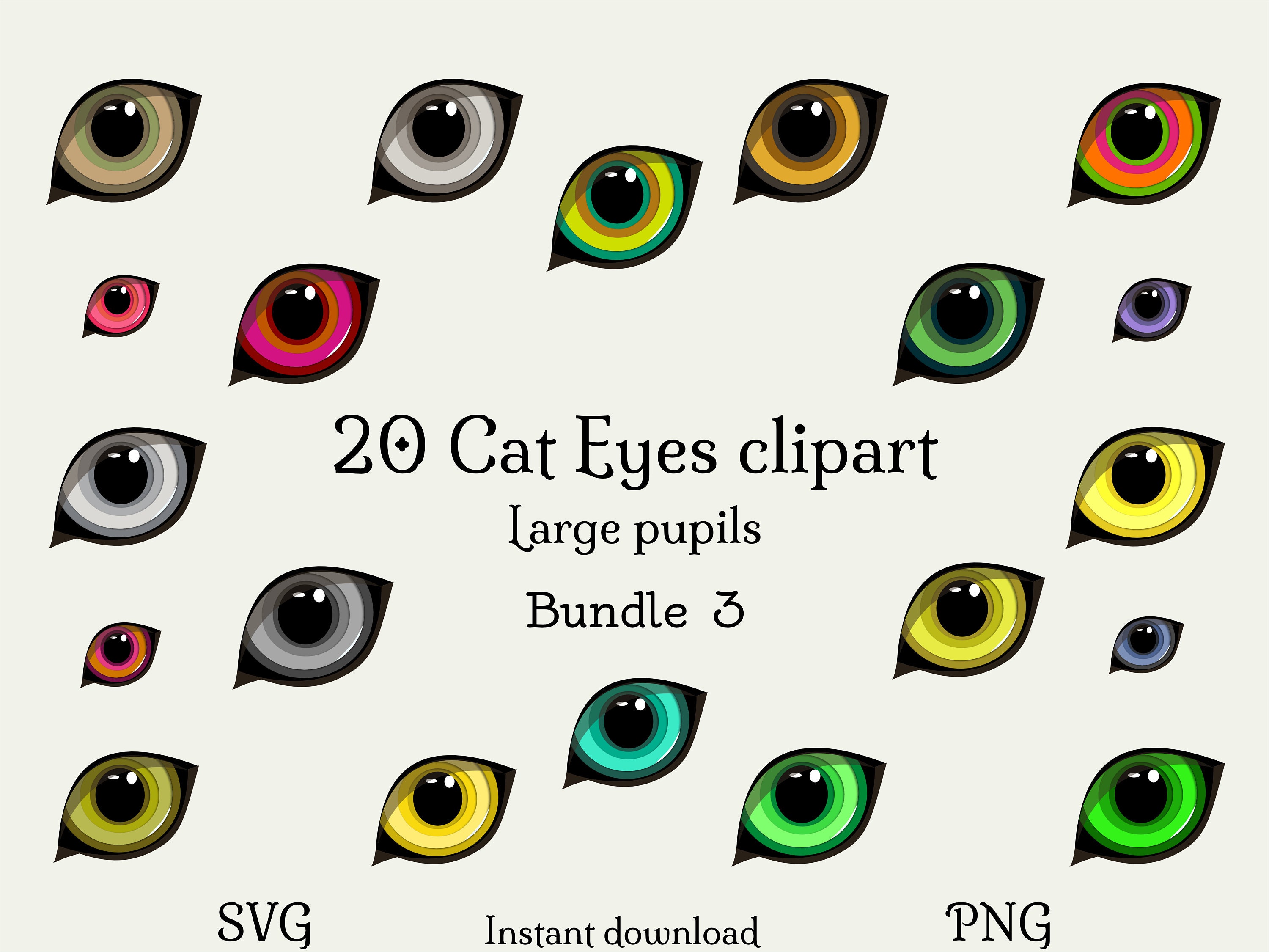 20 Cat Eye SVG Bundle SVG & PNG Files Cat Eye Clipart Eye - Etsy