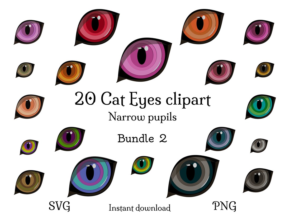 20 Cat Eye Vector Bundle Character Art Eye Clipart SVG & PNG - Etsy