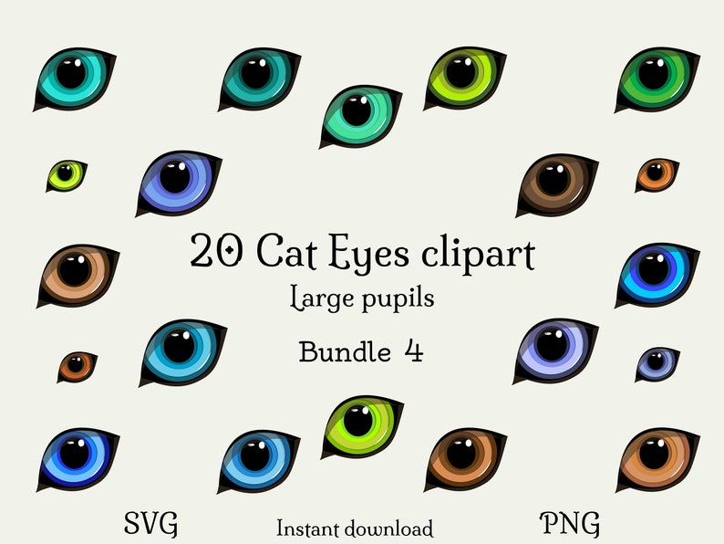 20 Cat Eye SVG Bundle SVG & PNG Files Cat Eye Clipart Eye - Etsy