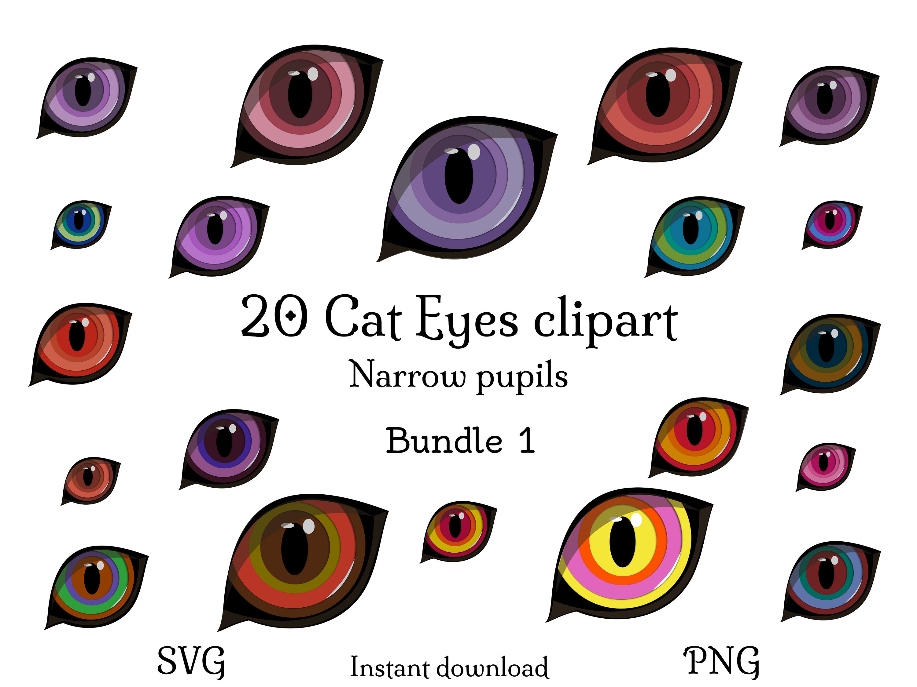 20 Cat eye SVG bundle, SVG & PNG files, Character art eye clipart ...