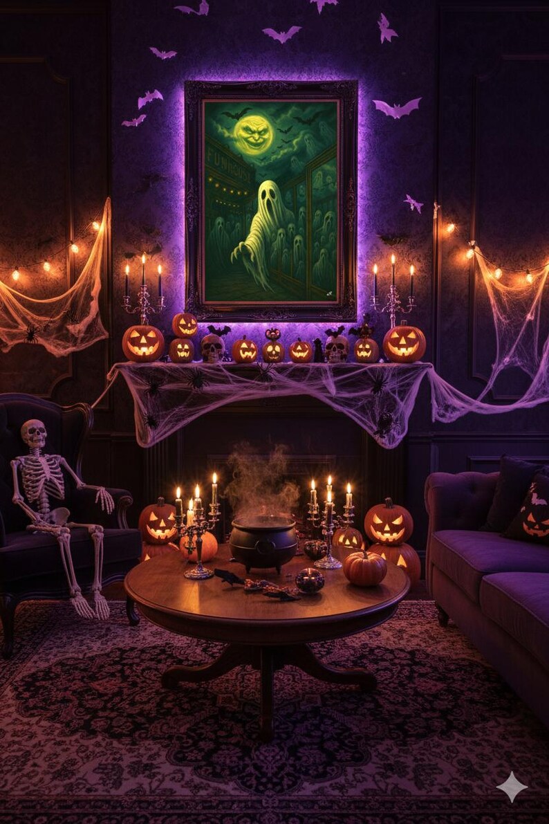 Haunted Funhouse Ghost Carnival Digital Wall Art | Creepy Halloween ...