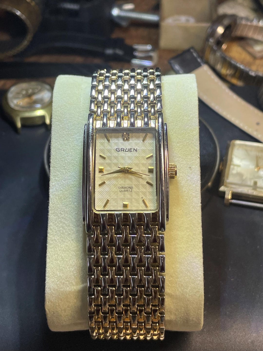 Gruen Diamond Accent Two-tone Watch: Rectangular Dress Watch - Etsy