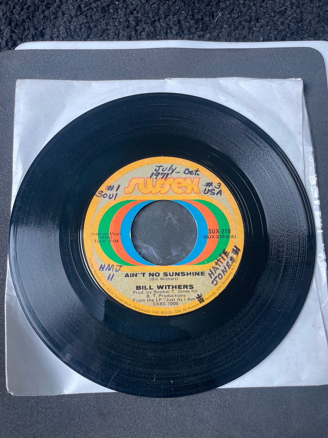 Record Vinyl Bill Withers 2 Tracks: AINT NO SUNSHINE & Harlem - Etsy