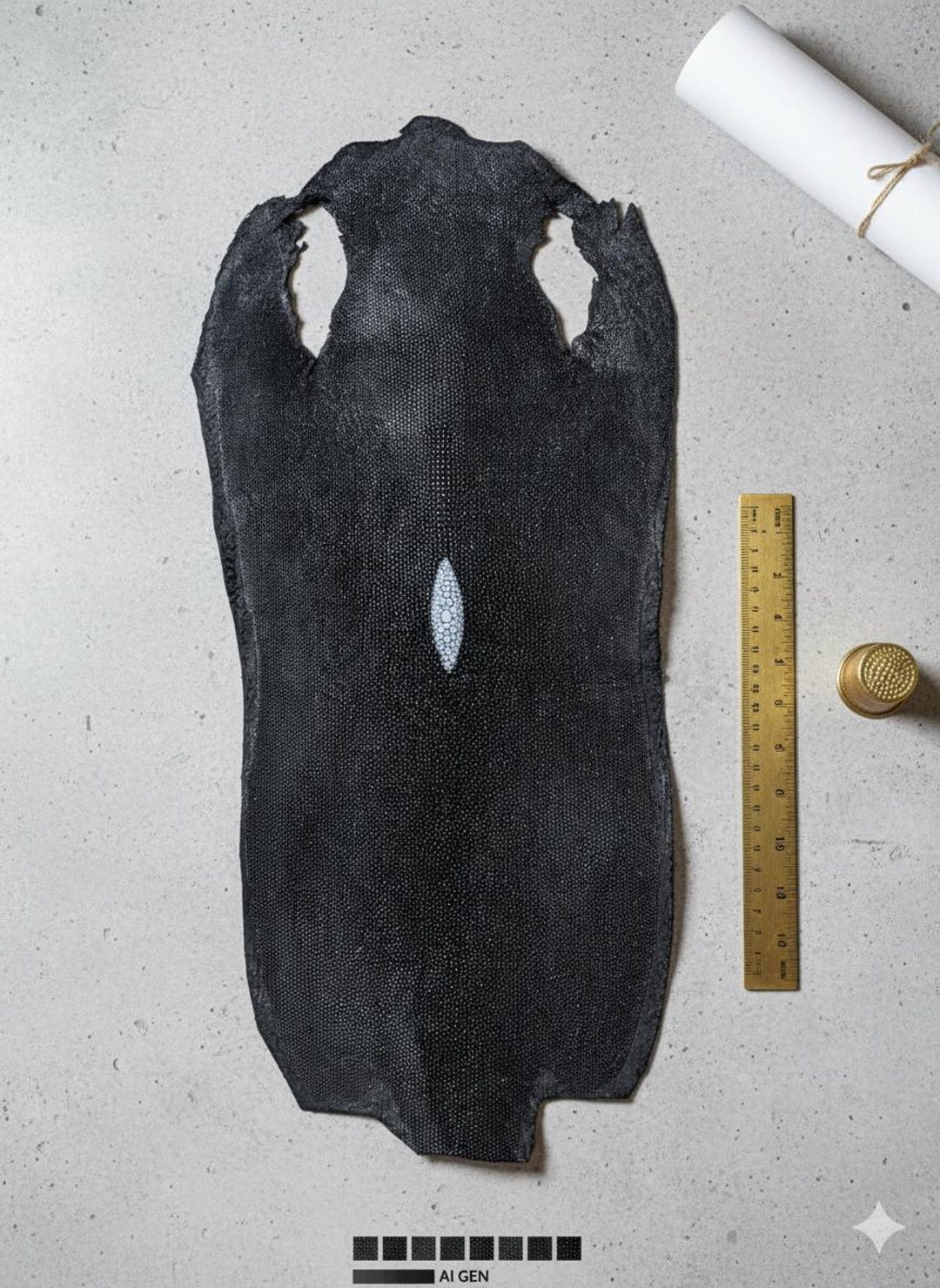 Black Stingray Skin Leather: Exotic Hide With Pearl Eye (17x6.5in) for ...
