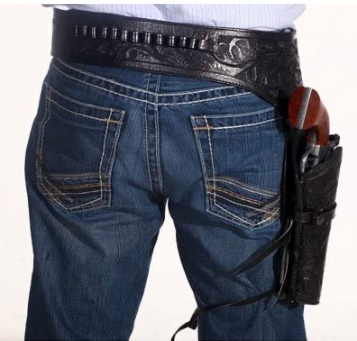 Western Gun Holster Rig Tooled. Black Custom Order Size: 32"- 50" and ...