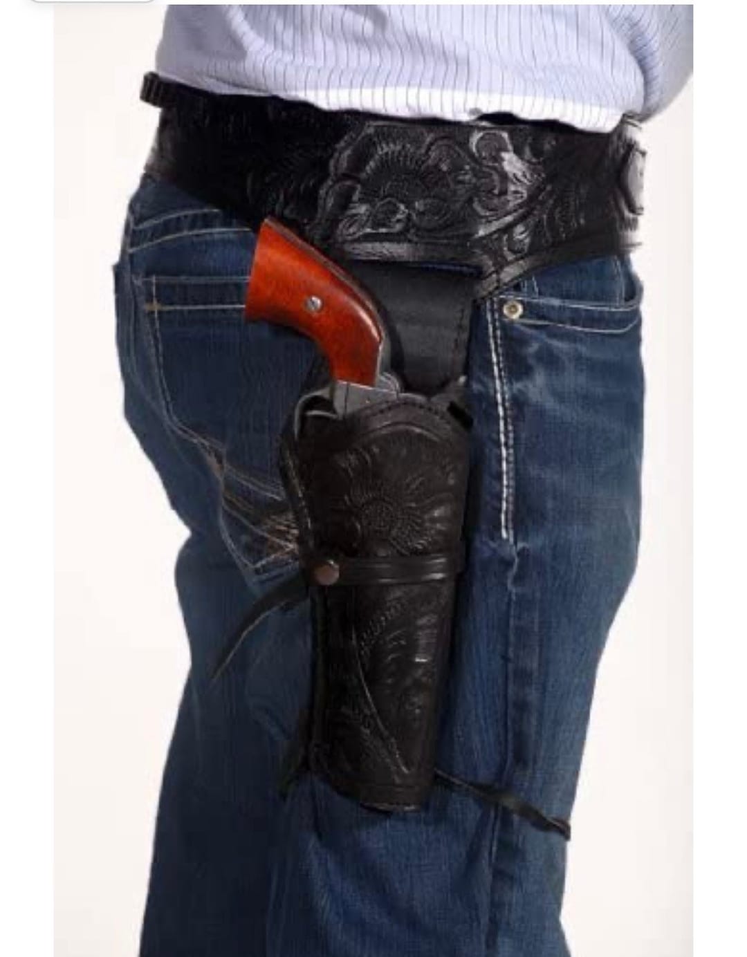 Western Gun Holster Rig Tooled. Black Custom Order Size: 32"- 50" and ...