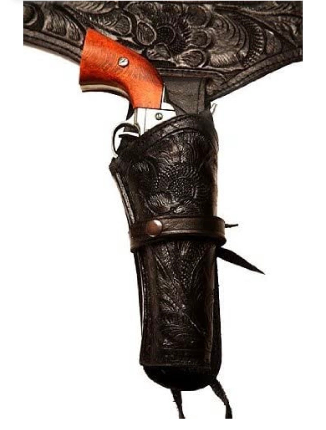 Western Gun Holster Rig Tooled. Black Custom Order Size: 32 50 and .22 ...