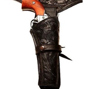 Western Gun Holster Rig Tooled. Black Custom Order Size: 32"- 50" and ...