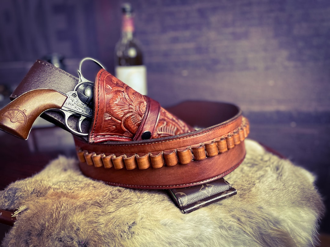 Western Gun Holster Combo Belt & Tooled Holster in Brown Custom Order ...