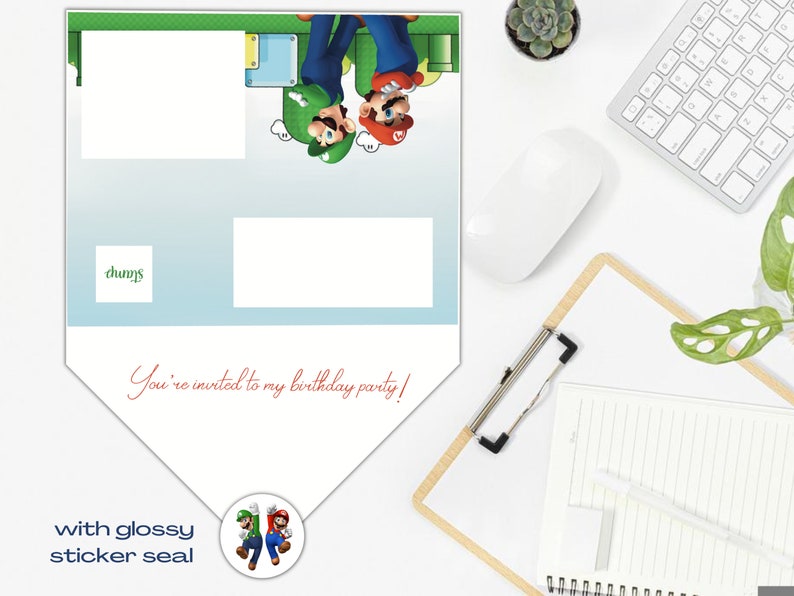 Super Mario and Luigi Invitation Card and Envelope High Quality - Etsy
