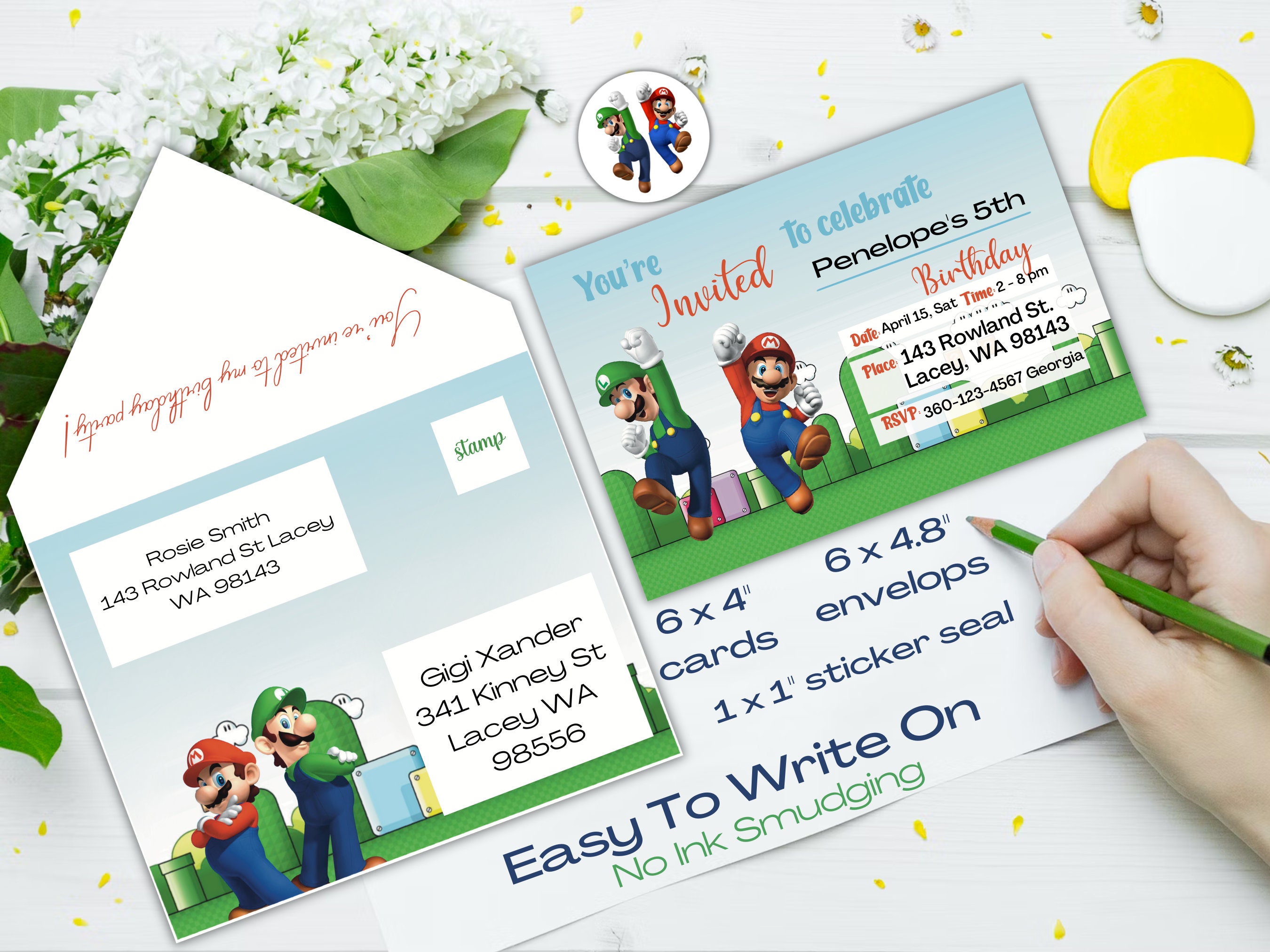 Super Mario and Luigi Invitation Card and Envelope High Quality - Etsy