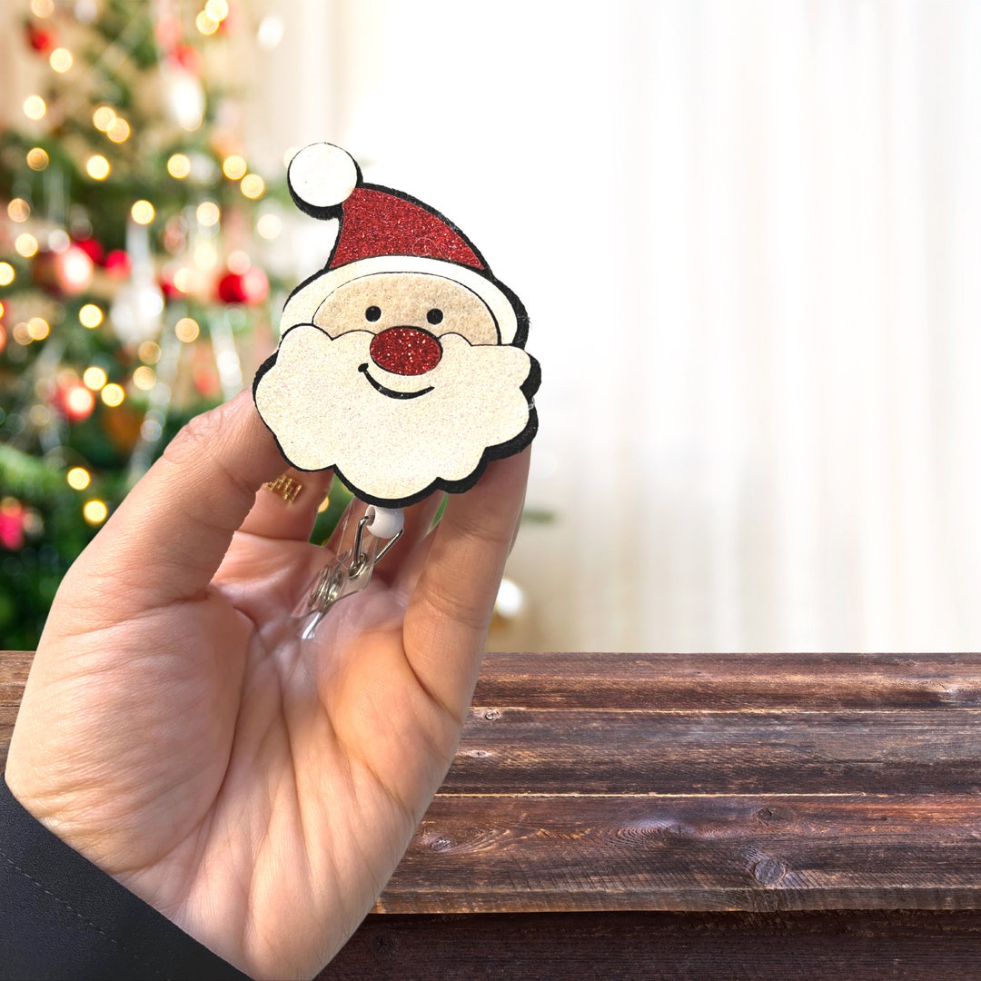 Christmas Badge Reel, Santa Badge Reel, Holiday Badge Reel, Glitter ...