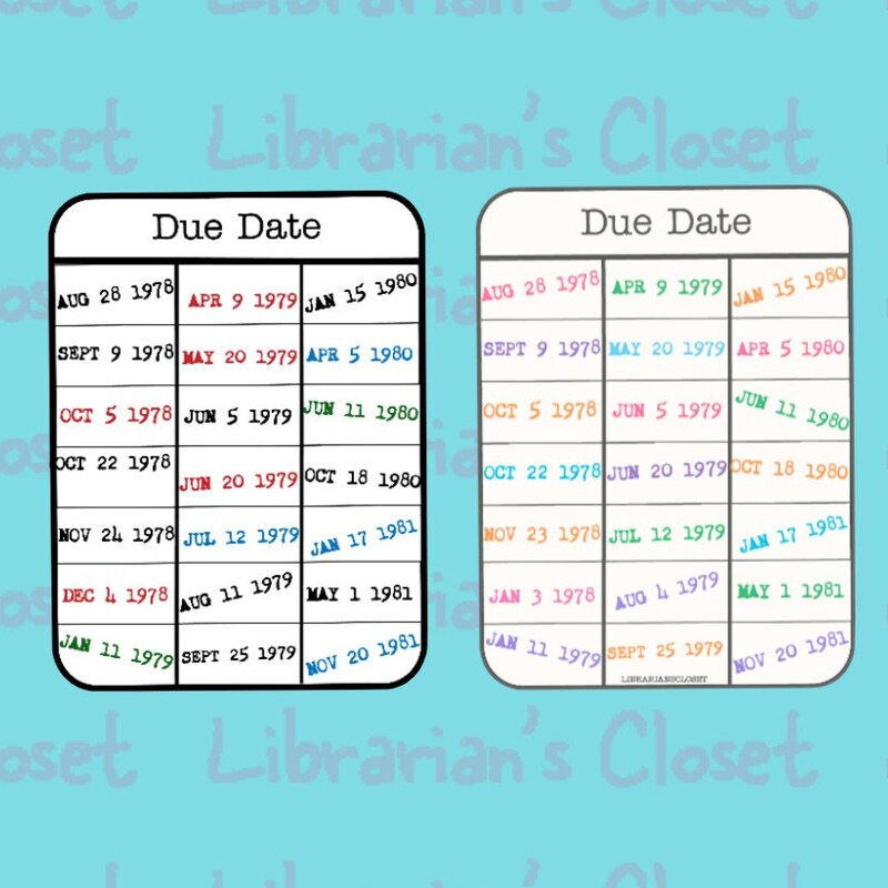 Library Due Date - Etsy