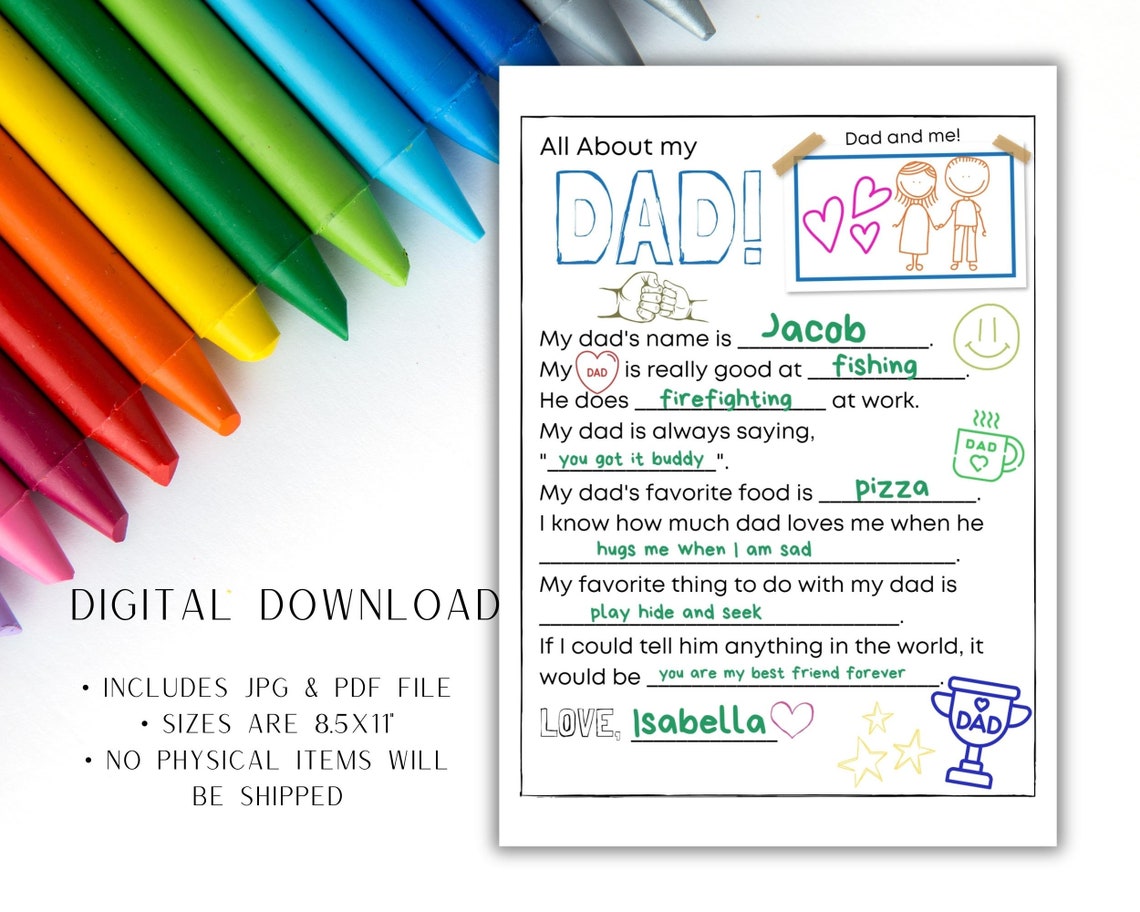 Fathers Day All About Dad Printable Fathers Day Template All About Dad ...