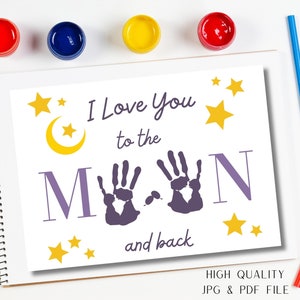 Father's Day Printable Handprint Stamp Love You to the Moon and Back ...