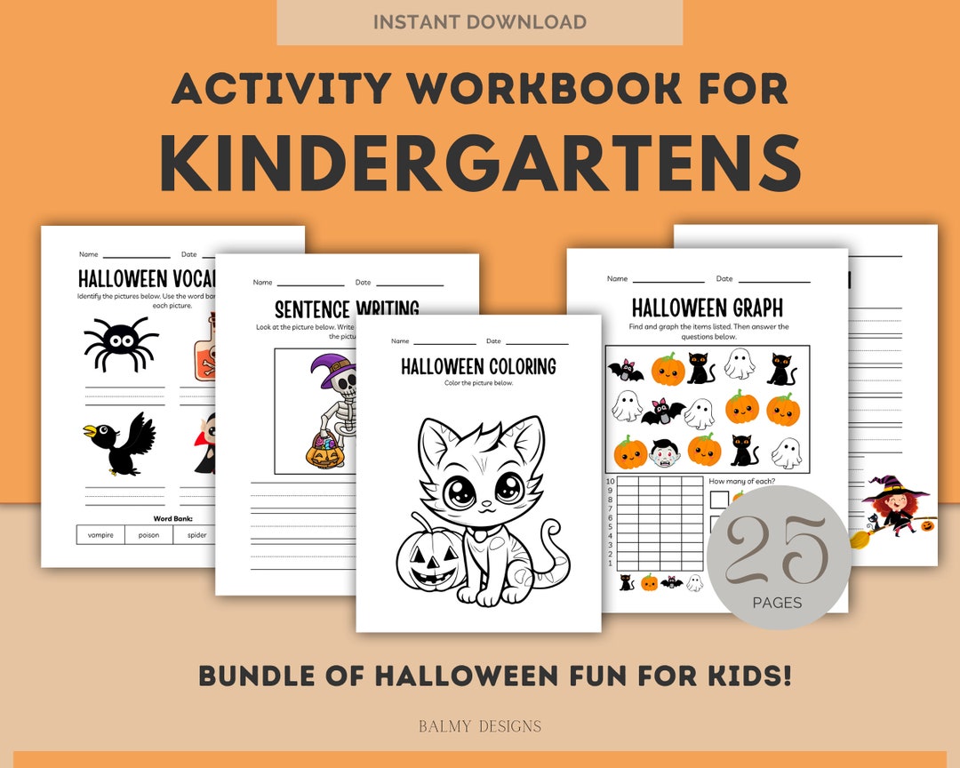 Kindergarten Halloween Activity Workbook Printable Halloween - Etsy