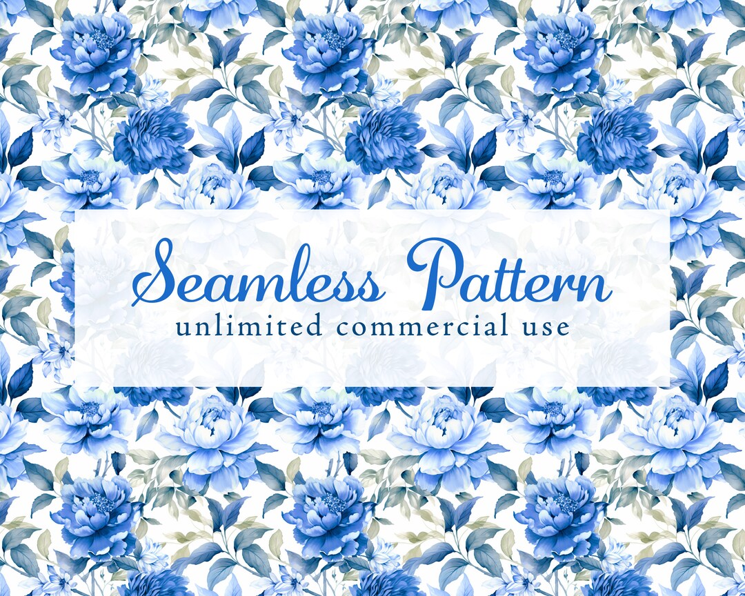 Grandmillennial Pattern Blue Chinoiserie Pattern Blue Floral - Etsy