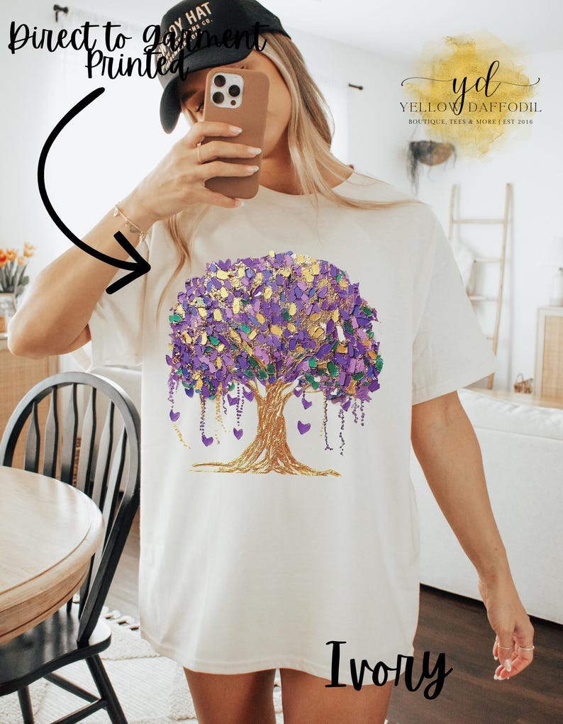 Purple & Gold Tree Graphic Tee | Mardi Gras Comfort Colors Shirt ...