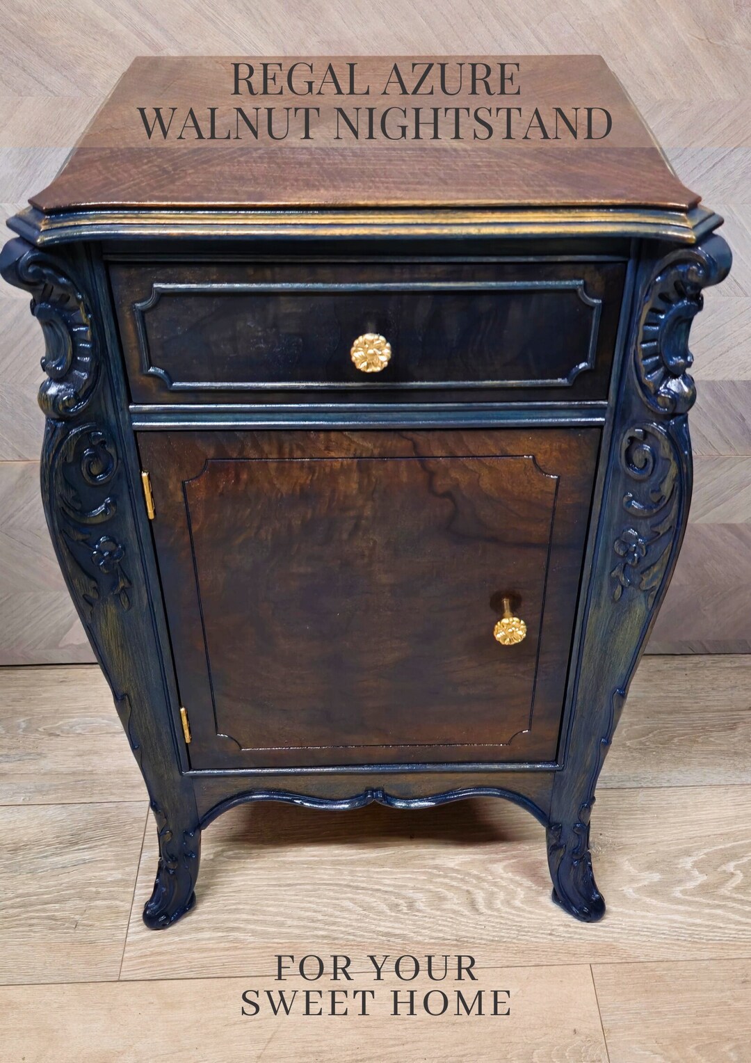 Regal Azure Walnut Nightstand - Etsy