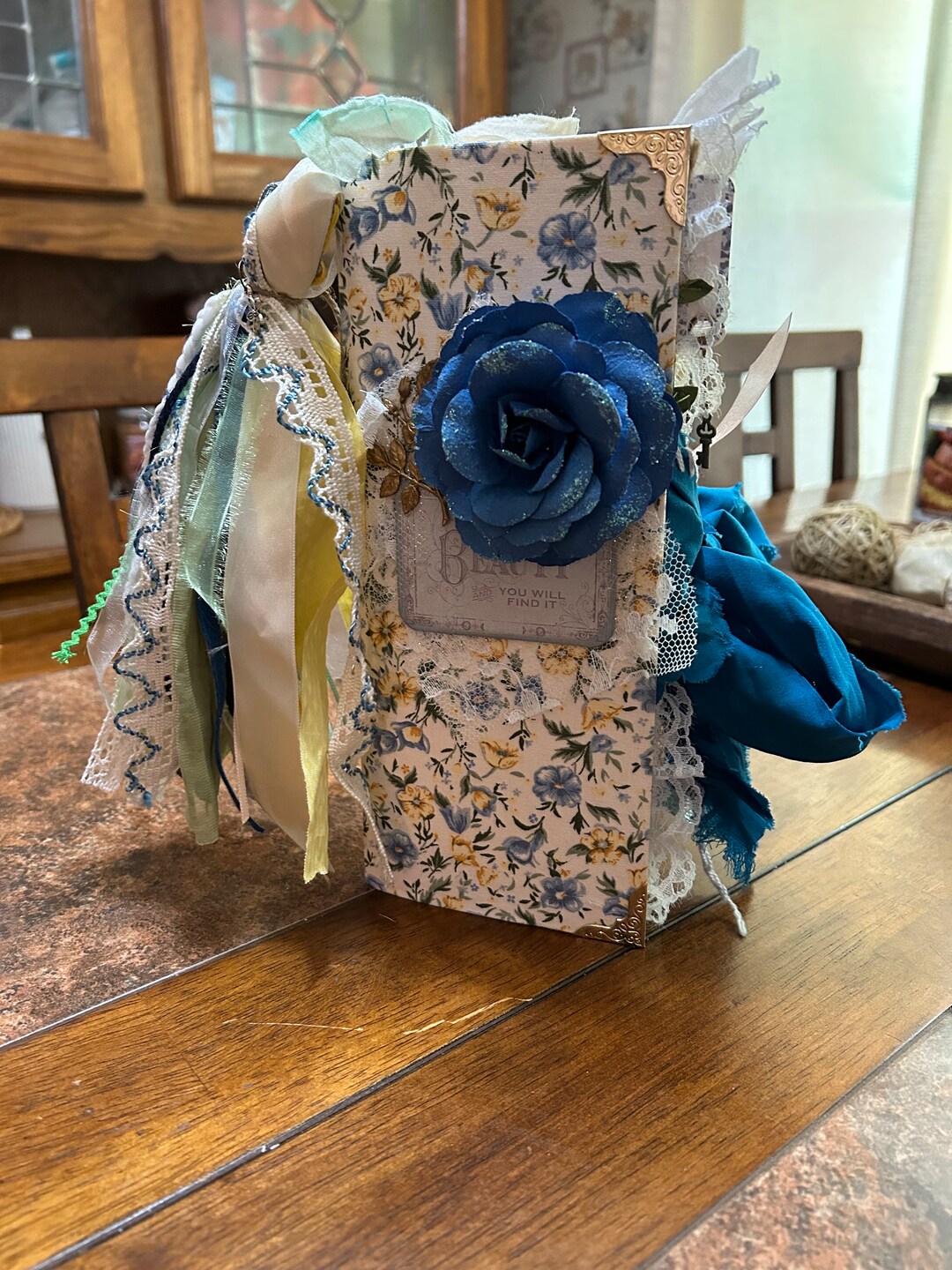 Handmade Tall/skinny/slim Soft Fabric Cover Blue and Yellow Vintage ...