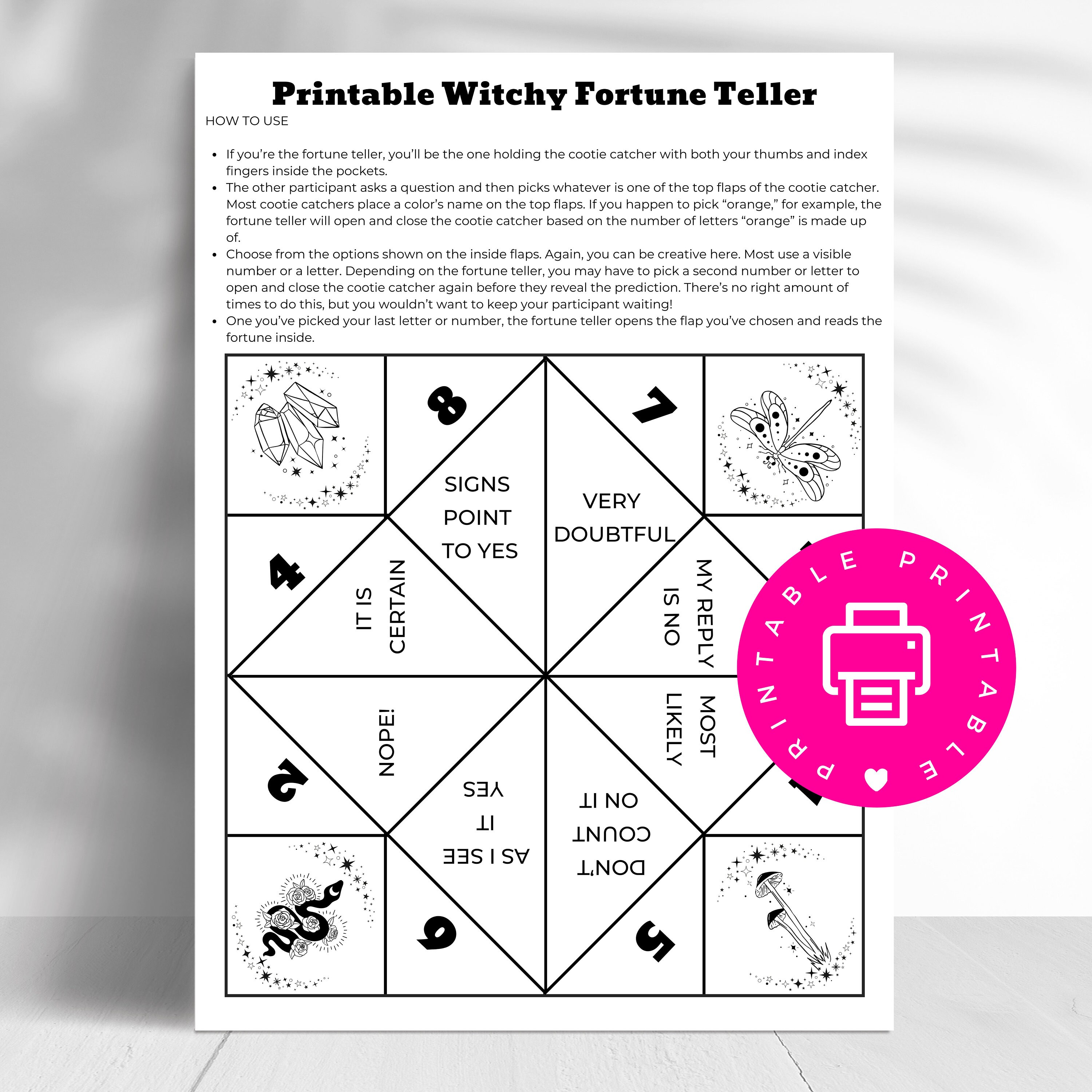 Halloween Cootie Catcher, Fortune Teller Cootie Catcher, Digital ...