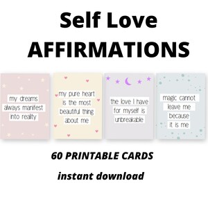 Printable Self Love Affirmation Cards, Self-love Flashcards for Self ...